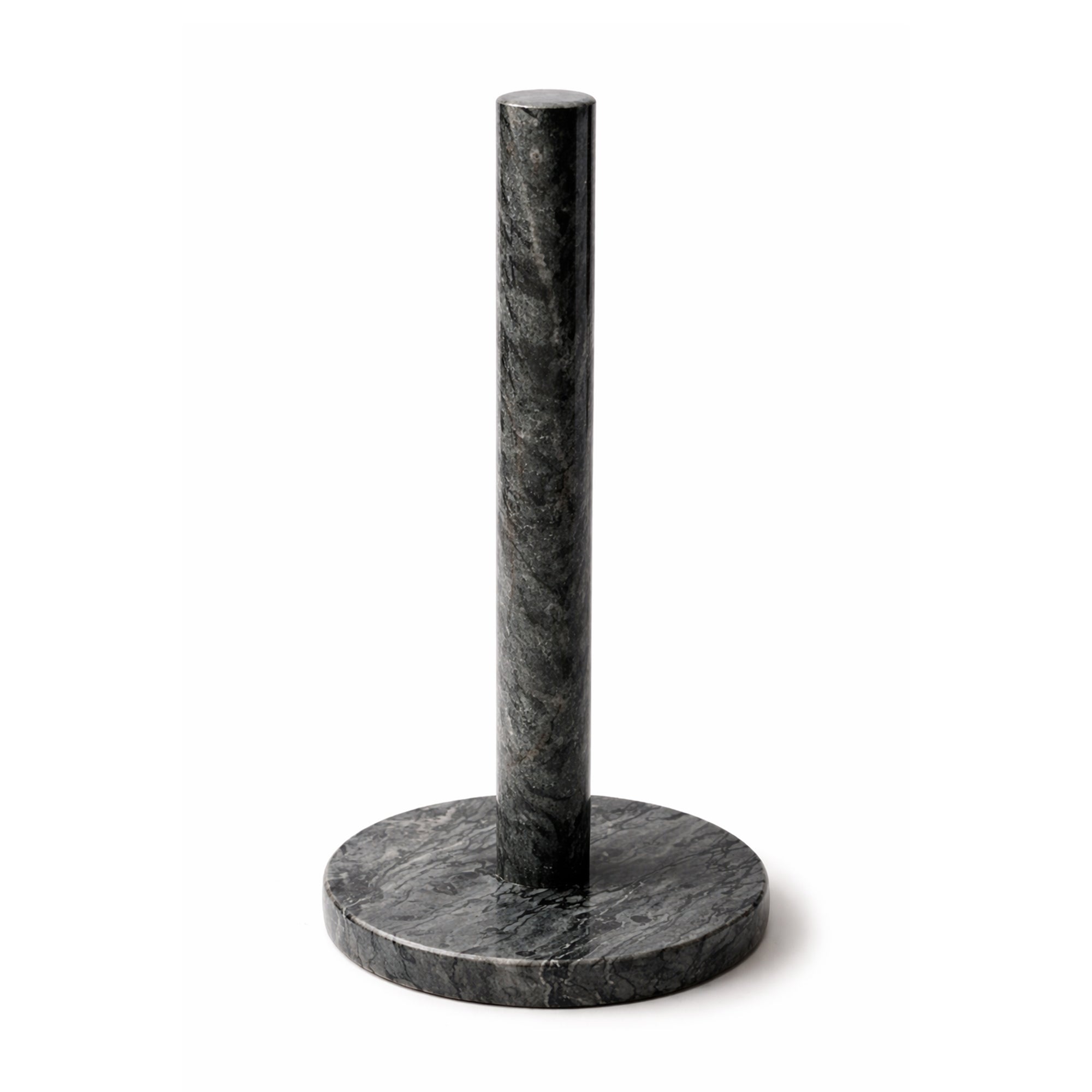Natural Marble Kitchen Roll Holder – Black Non-Slip Paper Towel Stand ...