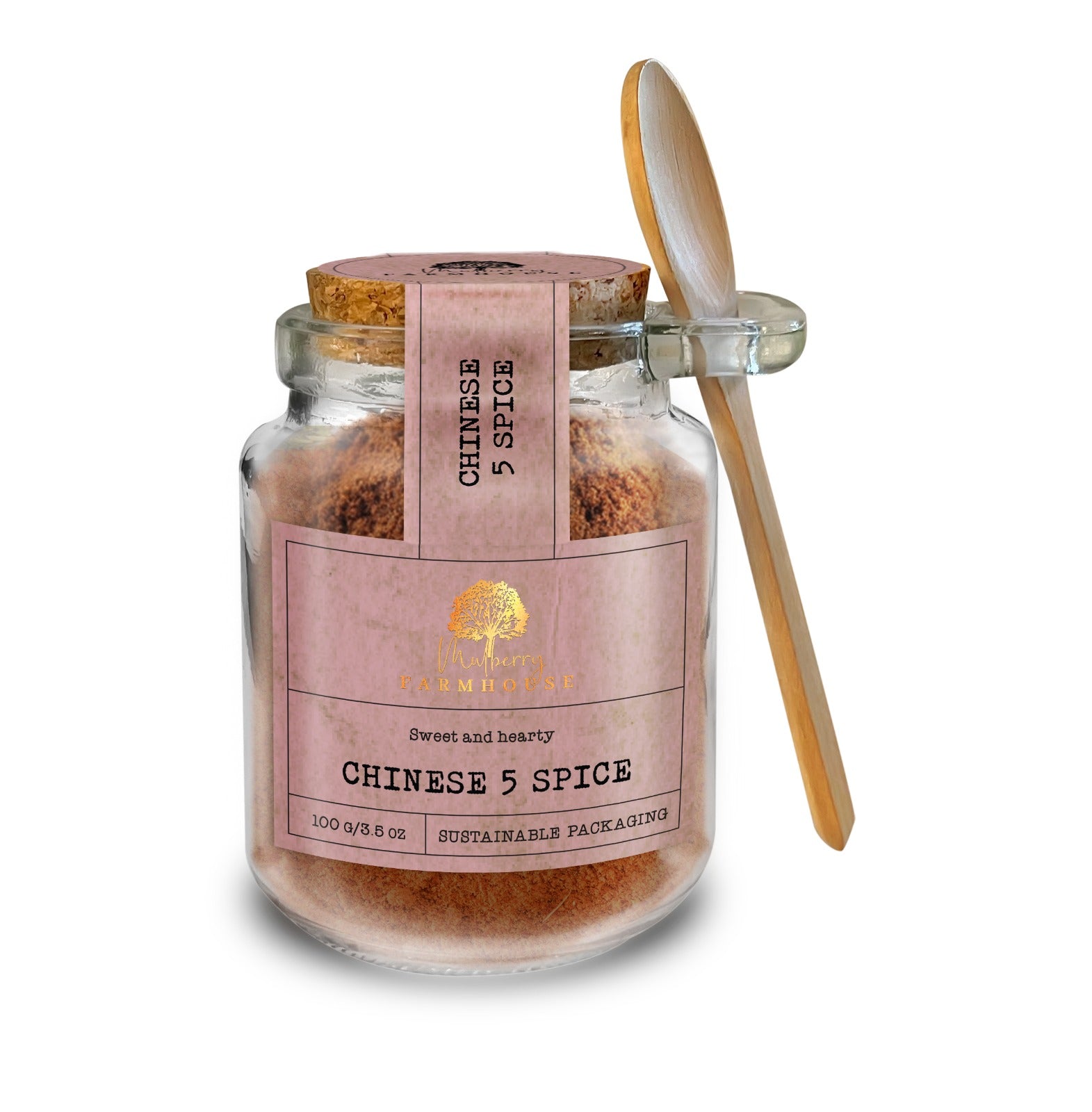 Chinese 5 Spice Refillable Glass Jar & Wooden Spoon – Silk Route Spice ...