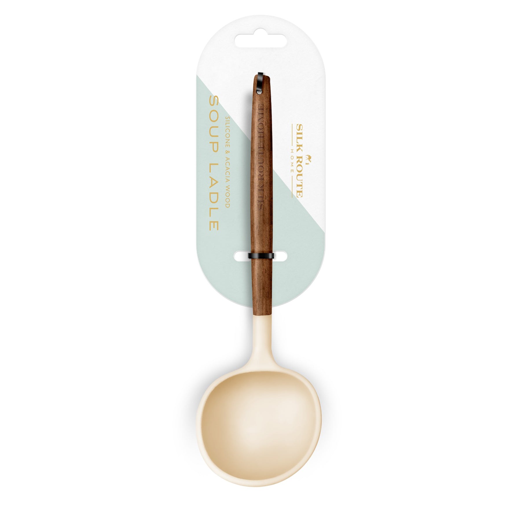 Kitchen Acacia Wood & Cream Silicone Soup Ladle Utensil – Silk Route ...