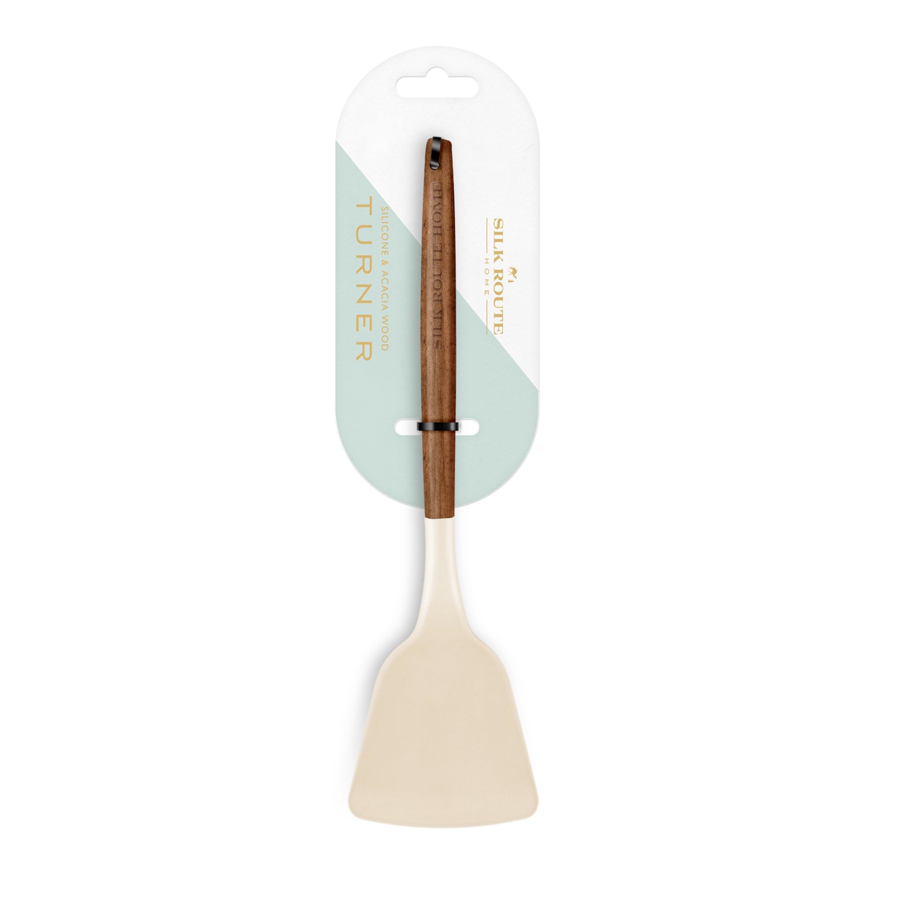 Kitchen Acacia Wood & Cream Silicone Turner Utensil – Silk Route Spice ...