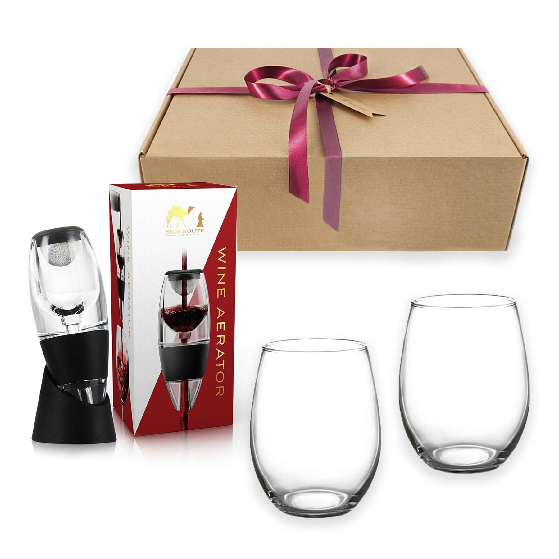 Stemless Wine Glasses & Aerator Gift Set – Silk Route Spice Company
